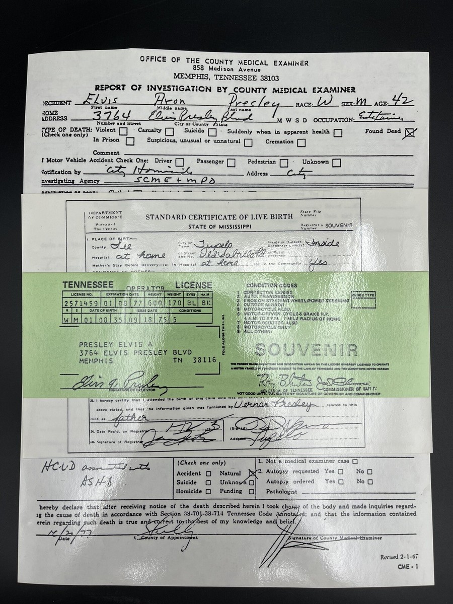 Elvis Presley Death Certificate