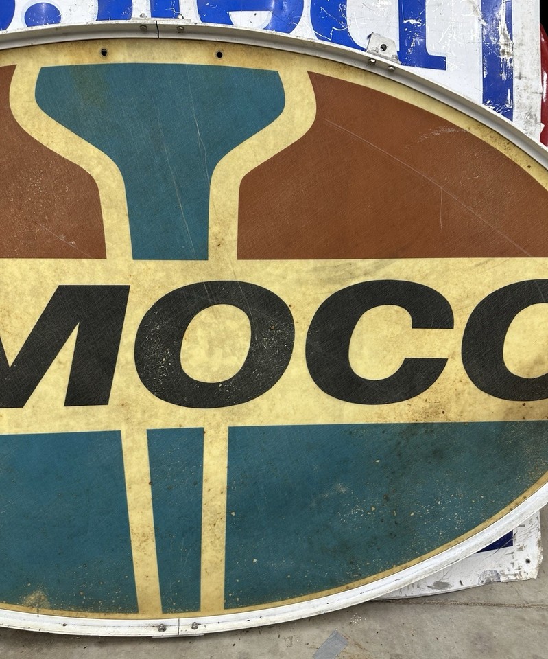 LARGE Vintage AMOCO Double Sided Swinger Sign Gas Oil Mancave Garage ...