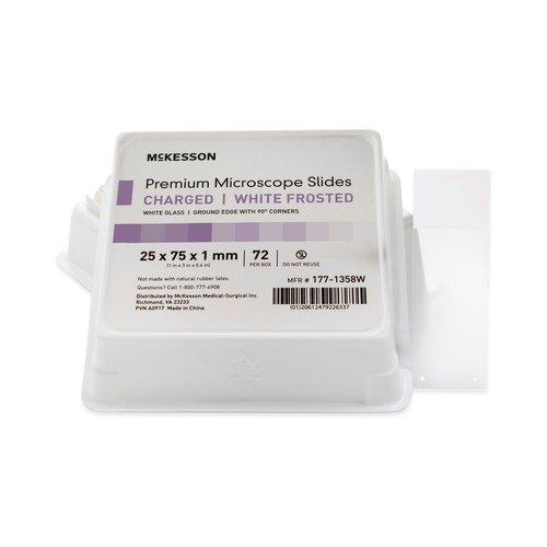 McKesson Glass Charged Microscope Slide 25 X 75 X 1 mm White Frosted ...