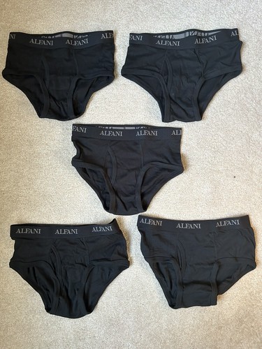 Men’s Small 5 Pack Alfani Black Briefs Elastic logo waistband Contour ...