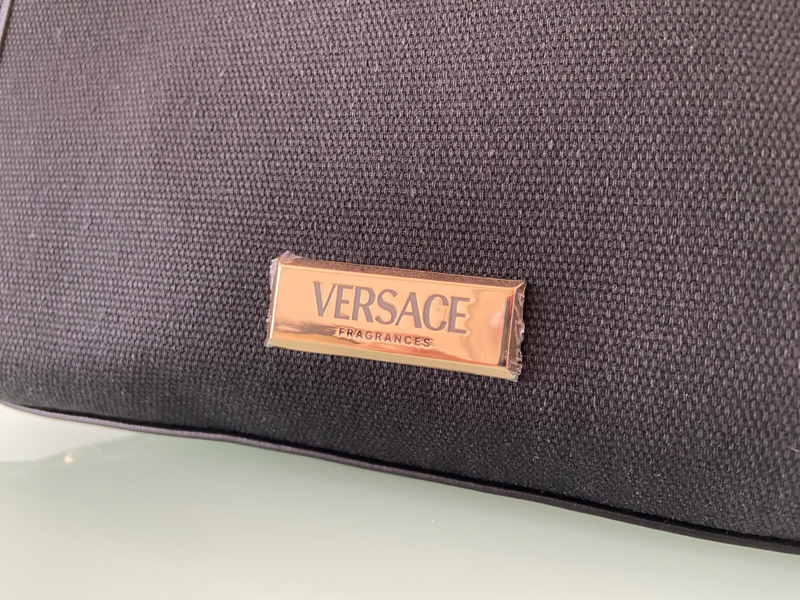 Versace Fragrances Canvas Bag Black Gold Travel Purse Handbag Shoulder ...