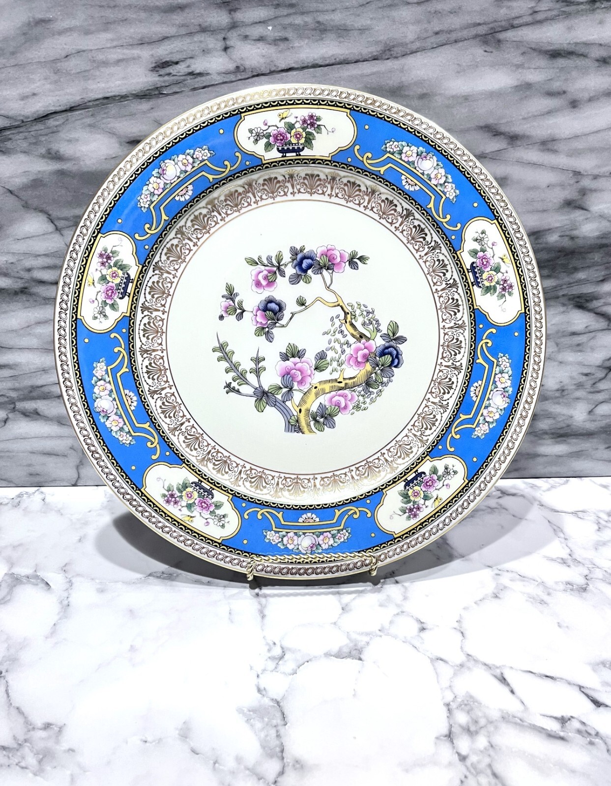 Bavaria Porcelain Chinese Tree Dinner Plate 6236 Blue Pink Gold ...
