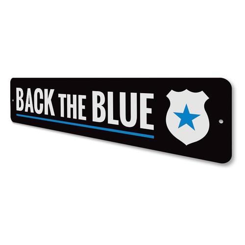 Badge Back The Blue Sign, Custom Police Support, Personalized Metal ...