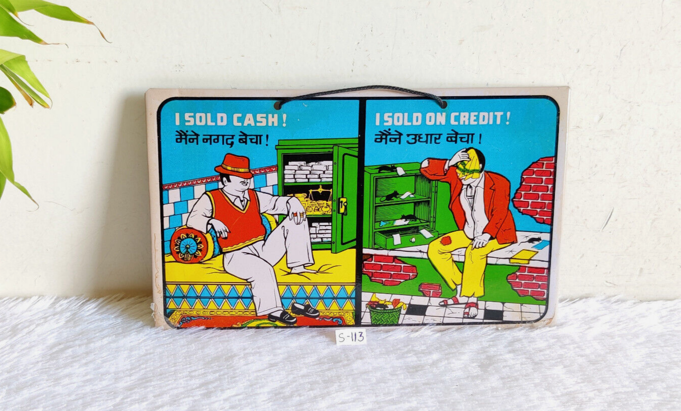 Vintage I Sold Cash I Sold On Credit Litho Tin Sign Board Rare ...