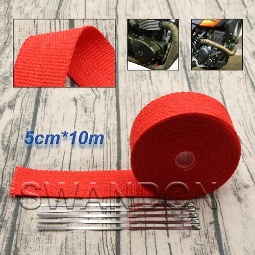2" x 33FT Red Exhaust Heat Wrap Manifold Downpipe High Temp Bandage ...