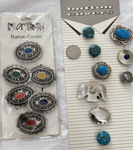 15-2 sets-Vintage 1980's Southwestern Button Covers Turquoise Silver ...