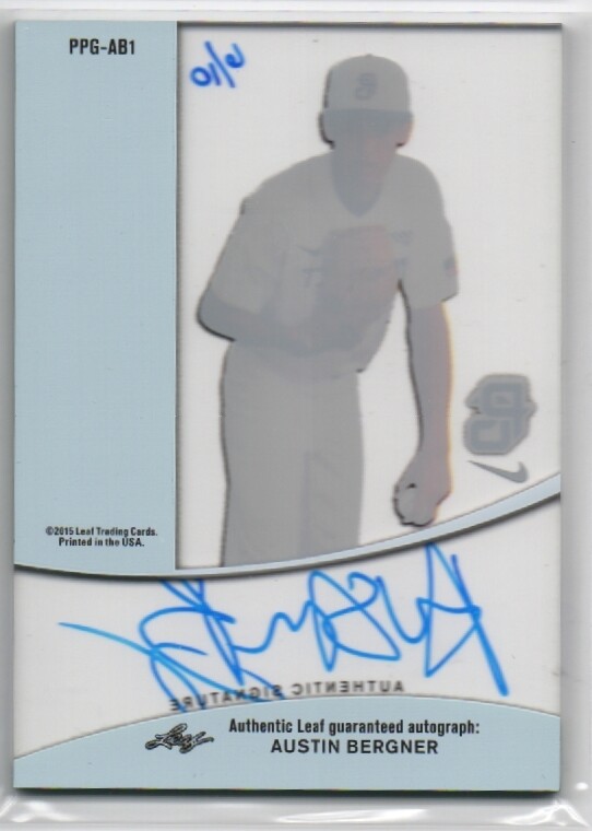 2015 Leaf Perfect Game Pure Glass Green Auto Austin Bergner Tigers Auto ...