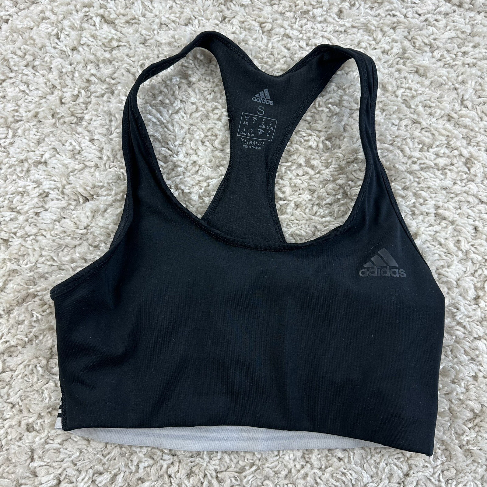 Adidas Climalite Womens Size Small Racerback Sports Bra Black White Cut ...