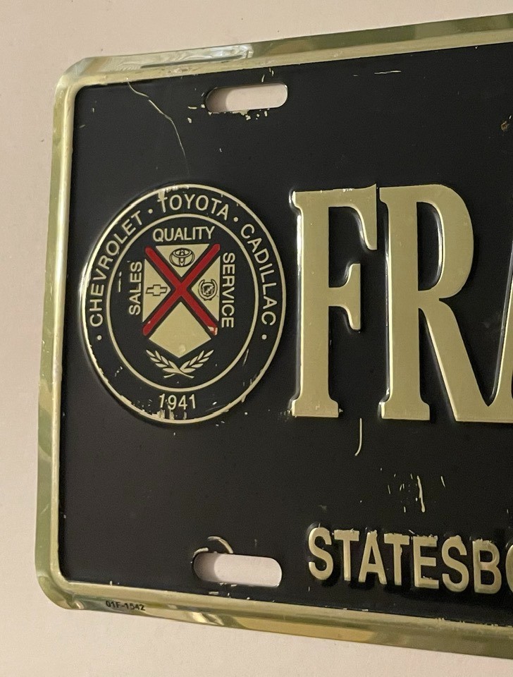 Franklin Chevrolet Cadillac Dealership Booster License Plate Statesboro ...