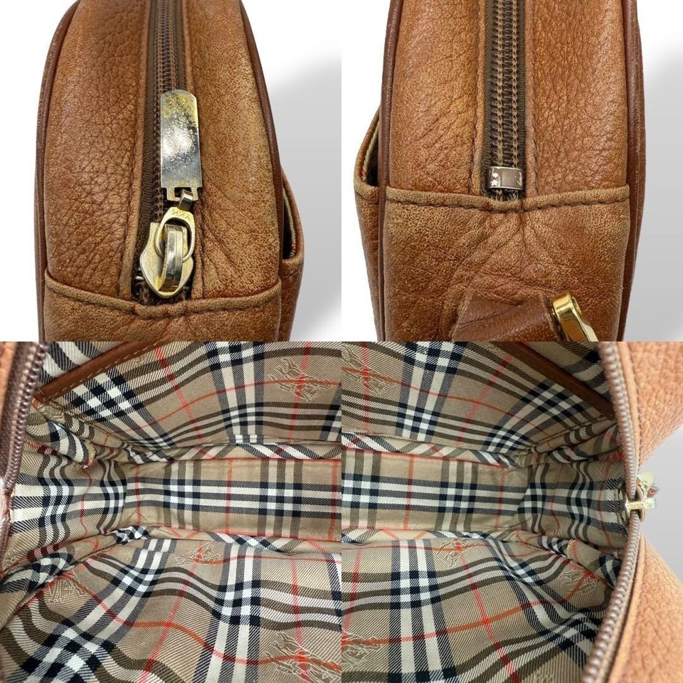 Burberrys Vintage Leather Shoulder Bag Brown Crossbody Women Purse ...