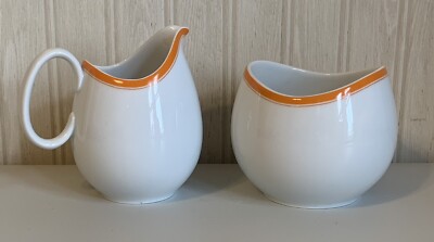 Vintage German Thomas China Creamer & Sugar Set White With Double ...
