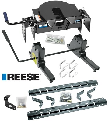 Reese 15K 5th Fifth Wheel Trailer Hitch + Base Rail Kit + Slider 15-20 ...