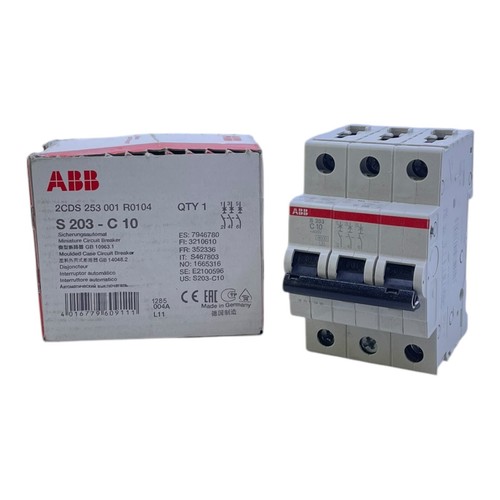 ABB S203-C10 Interruttore Automatico 3 Poli 10 A Caratteristica C 6 kA | eBay