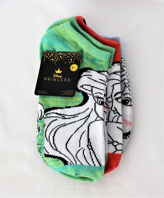 Disney Princess No Show Socks 3 Pairs Ariel Belle Cinderella Women Size ...