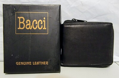 Bacci Mens Genuine Leather Zipper Wallet Brand New Black | eBay