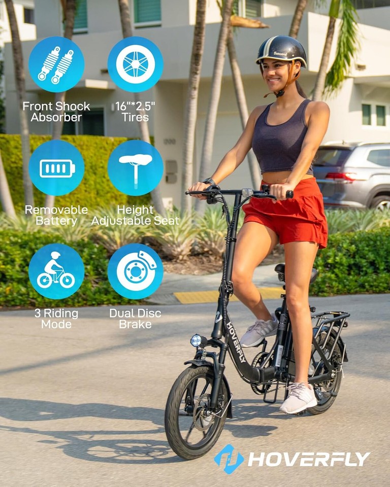 HOVERFLY H3 16" Electric Bike, Max 28Miles Range(Pedal-Assist) Folding ...
