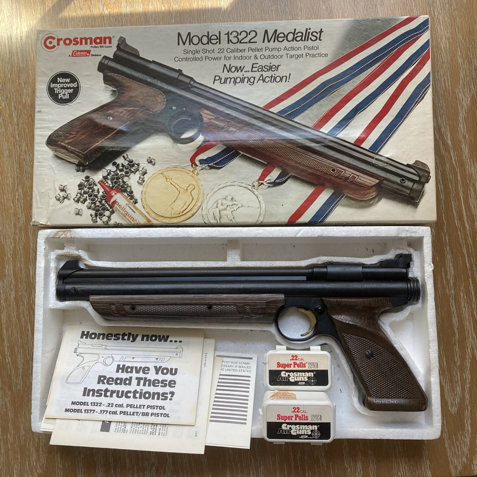 CROSMAN P1322 AMERICAN CLASSIC .22 CAL VARIABLE PUMP SINGLE-SHOT AIR ...