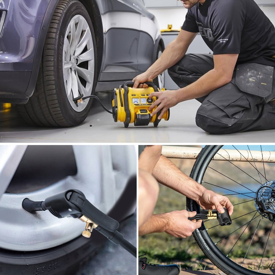 Deflateable Tire Air Chuck 2-in-1 Schrader & Presta Inflator Deflator ...