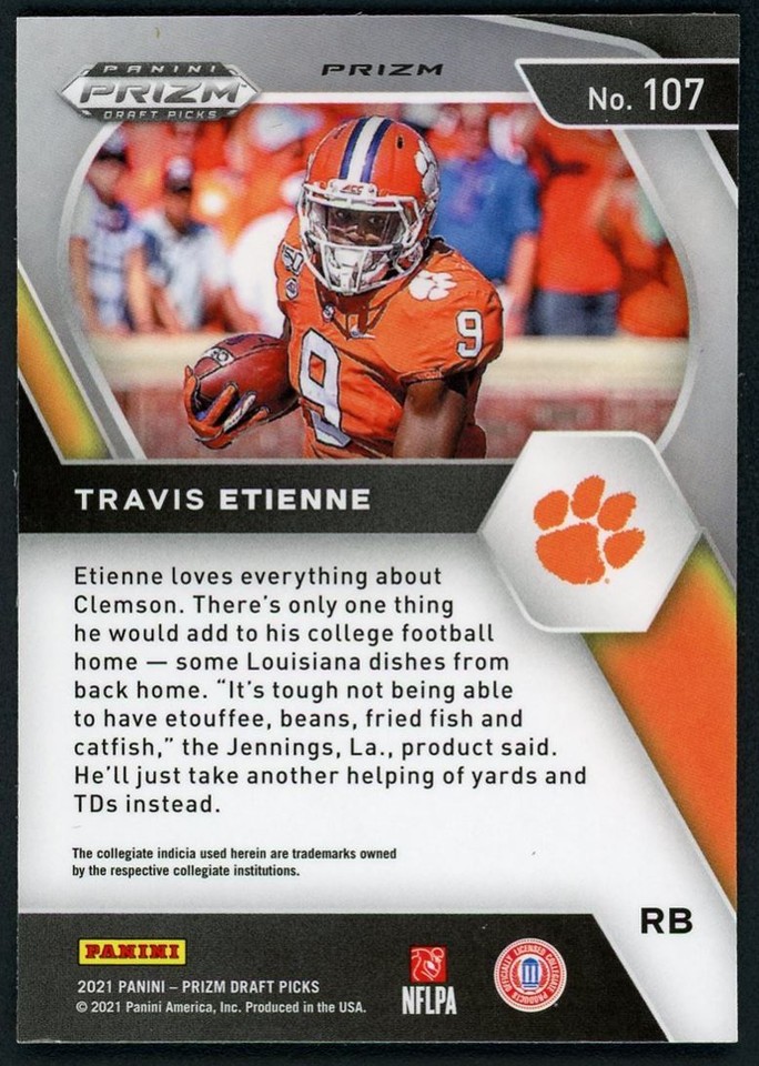 2021 Green Silver Travis Etienne Jr. Rookie Clemson Tigers #107 ...