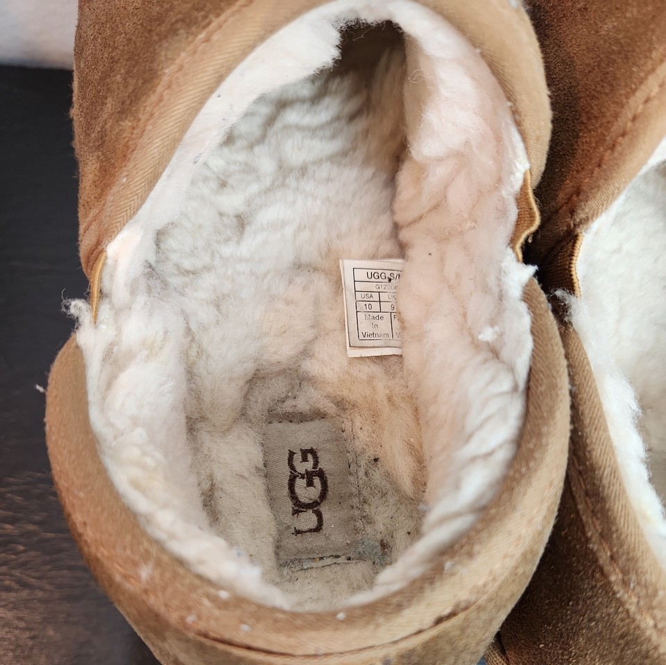 UGG Slipper Size 10 Mens Chestnut Brown Scuff Romeo II Suede Sherpa ...