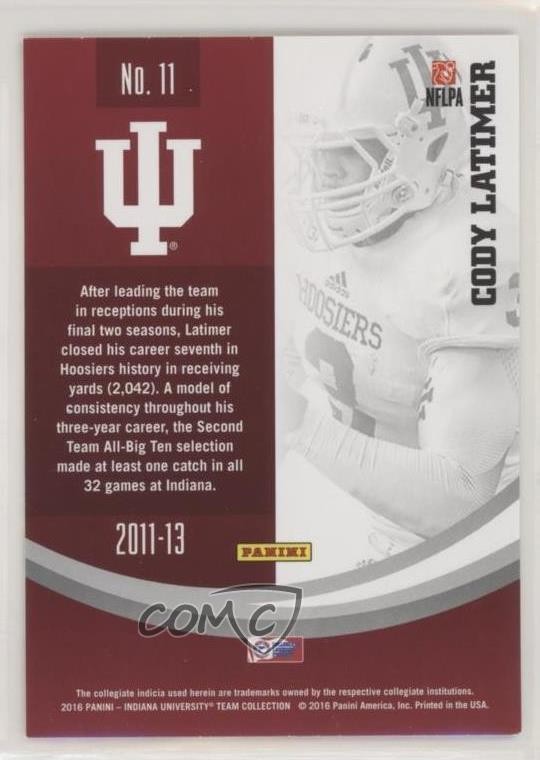 2016 Panini Indiana Hoosiers Cody Latimer #11 0hd6 | eBay