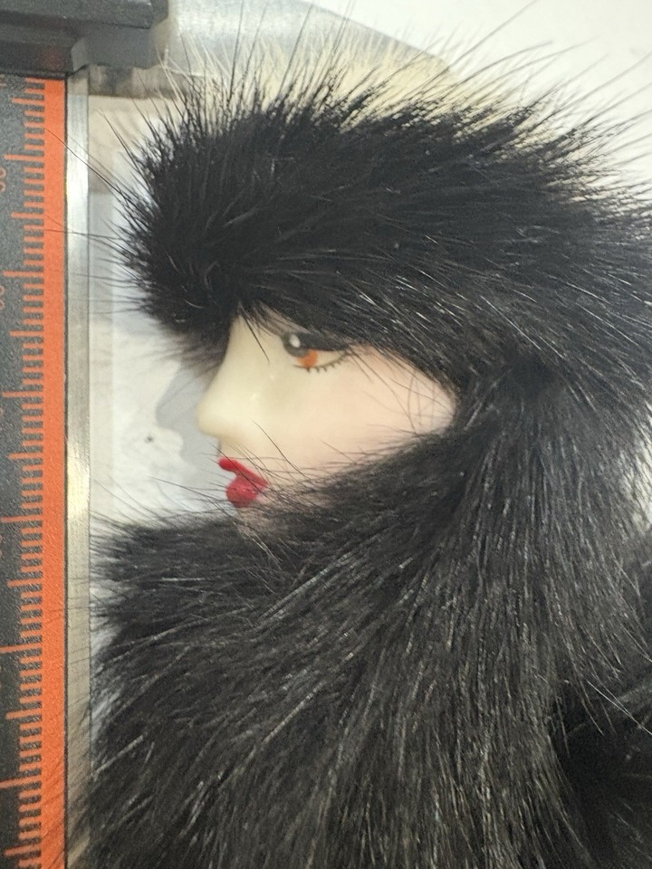 Vtg Han Shin Fur Co Ltd Mink Fur Resin Handpainted Lady Brooch | eBay