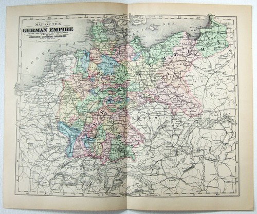 Germany - Original 1895 Copper-Plate Map by A. J. Johnson. Antique | eBay