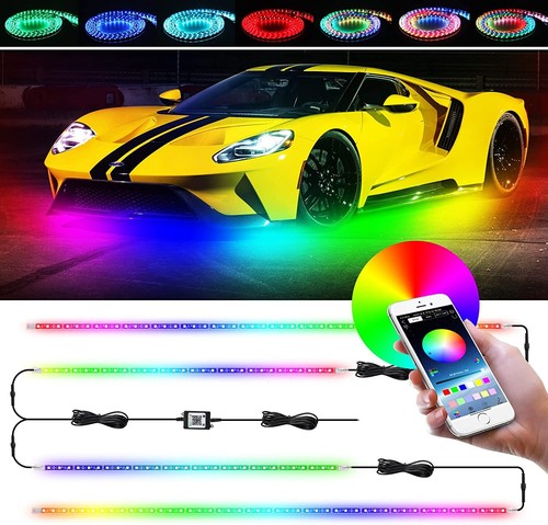 APP Control RGB LED Strip Under Car Tube Underglow Underbody System ...