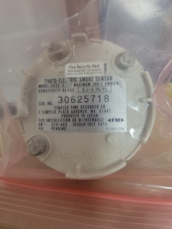 SIMPLEX 4098-9701 TRUEALERT SMOKE DETECTOR ADDRESSABLE .EUC | eBay