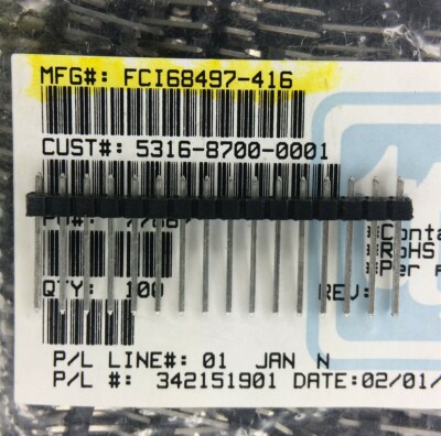 68497-416 BERG Conn Unshrouded Header HDR 16 POS 2.54mm Thru-Hole 12 ...