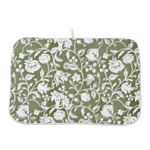 Neutral Floral Dish Drying Mat for Kitchen Counter 18x24 Inch Sage ...