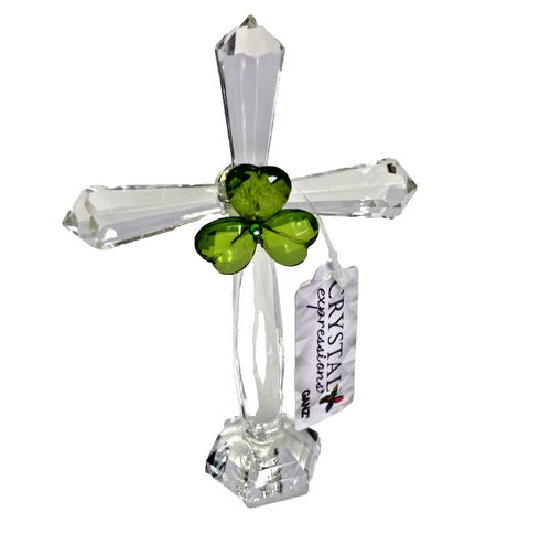Standing Cross Shamrock Crystal Expressions Ganz Green 3 Leaf Clover ...