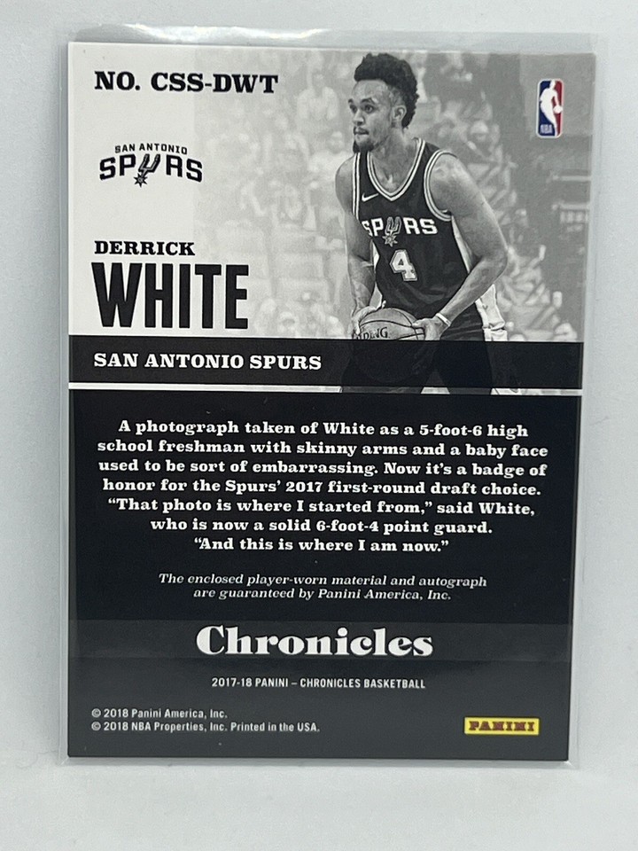 DERRICK WHITE 2017-18 CHRONICLES ROOKIE AUTOGRAPH #23/99 SPURS CELTICS ...