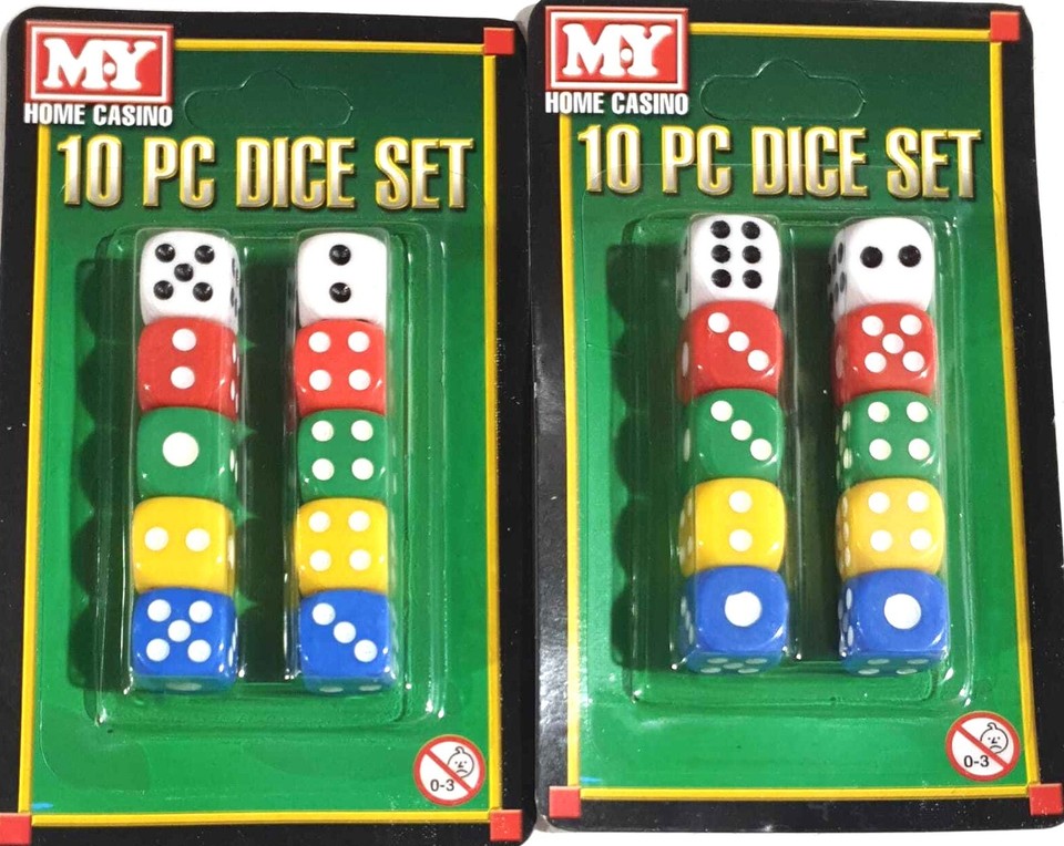 New Coloured Dice 10pc Dice Set 6 Sided Dice Game Board Dice Family Fun ...