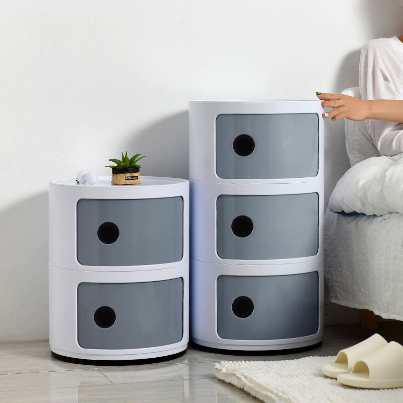 Round ABS Bedside Cabinet Cupboard Drawer Storage Unit Bathroom Bedroom ...