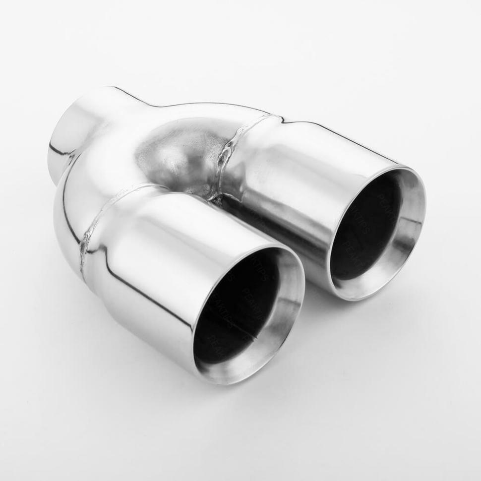Stainless Steel Weld On Exhaust Tip 3" Inlet Dual 3.5" Out Straight Cut ...