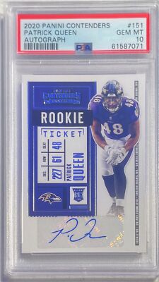 PATRICK QUEEN 2020 CONTENDERS ROOKIE TICKET AUTO RC #151 PSA 10 GEM ...