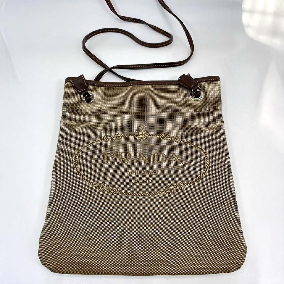 RARE PRADA PRADA Logo Jacquard Shoulder Bag Management Number 7026 | eBay