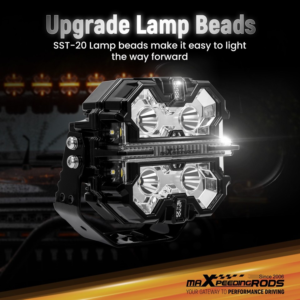 5" LED Work Light Pod White Amber DRL Off Road Driving Light 178W Spot ...