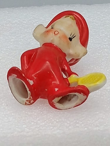 Vintage Japan Pixie Elf with Tennis Racket Red Ceramic Figurine 1950's ...