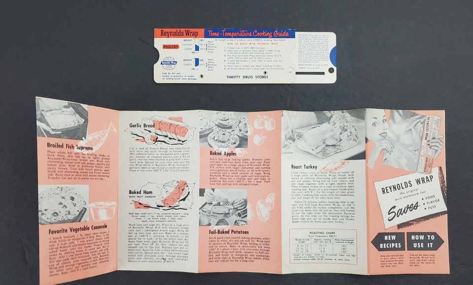 1950s Reynolds Wrap Pamphlet Recipes Cooking Guide Slide Chart Vintage ...
