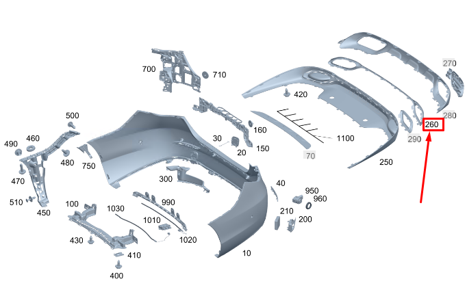 MERCEDES-BENZ C W206 Rear Center Bumper Trim Strip A2068854900 NEW ...