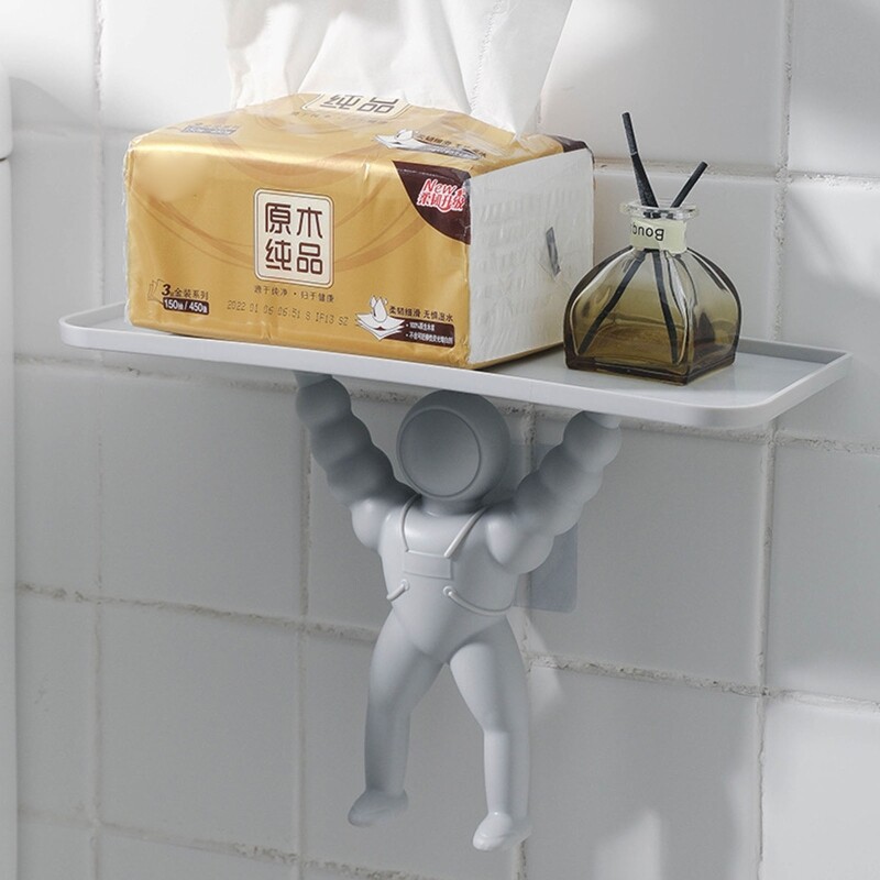 Wall Mount Astronaut Storage Holder Spice Lotion Bottle Organizer Rack ...