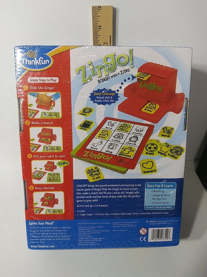 ThinkFun Zingo Bingo With A Zing Matching Game Gift Quality..Ships Fast ...