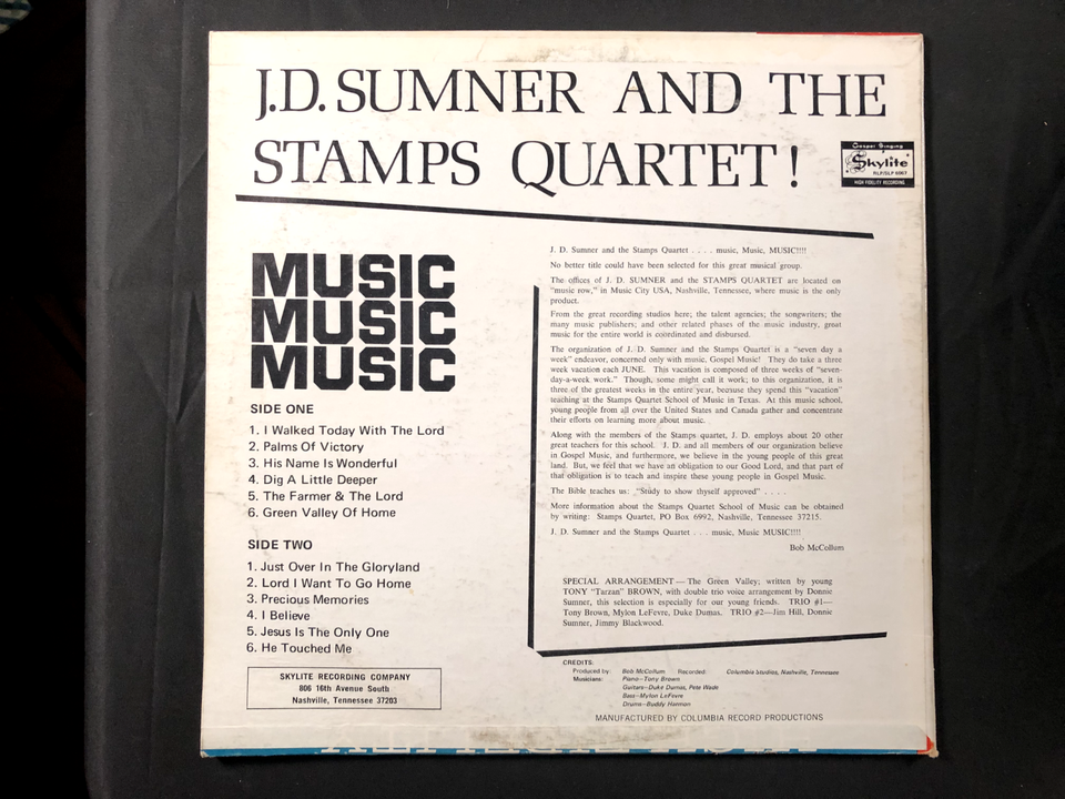 J.D. Sumner and The Stamps Quartet MUSIC MUSIC MUSIC Gospel Skylite SLP ...