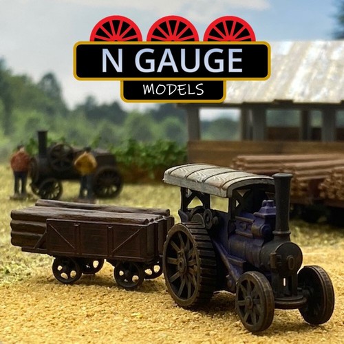 PAINTED - 1:148 N Scale Gauge Traction Engine & Logs Trailer (Timber ...
