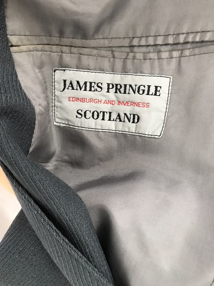James Pringle Scotland Blu Gray Wool Jacket Sport coat Great Leather ...