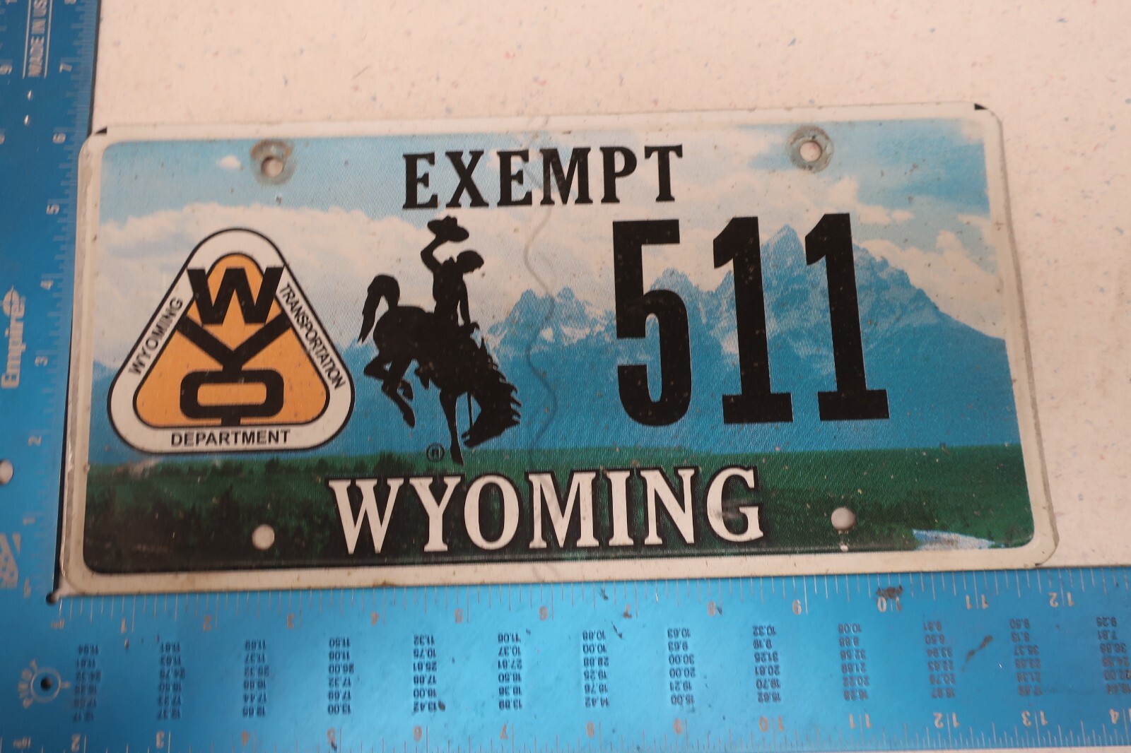 WYOMING WY EXEMPT DEPARTMENT TRANSPORTATION DOT BUCKING BRONCO LICENSE ...