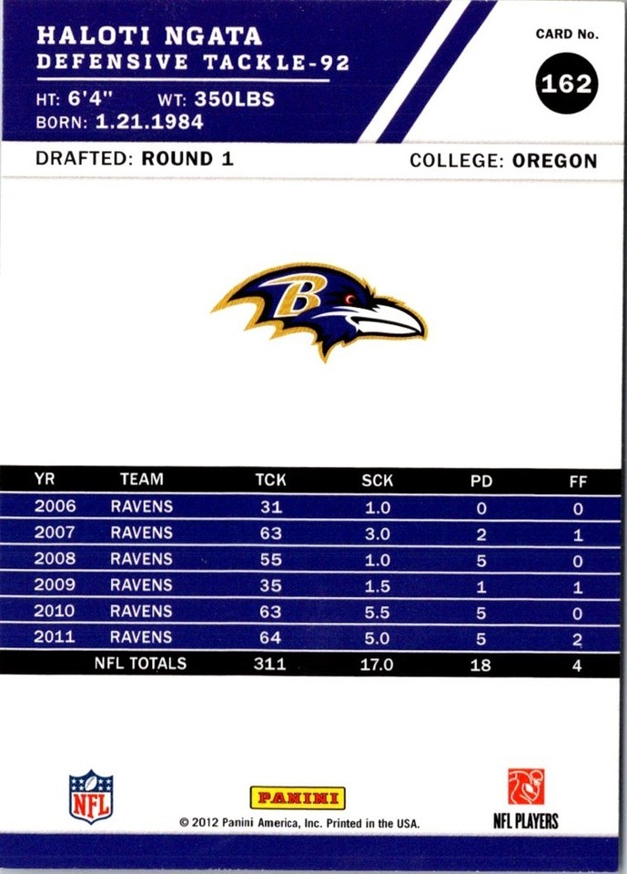 2012 Score Haloti Ngata #162 Baltimore Ravens Football Card | eBay