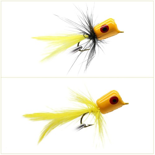 10PCS Popper Dry Fly Fishing Flies Panfish Bass Fishing Popper Topwater ...